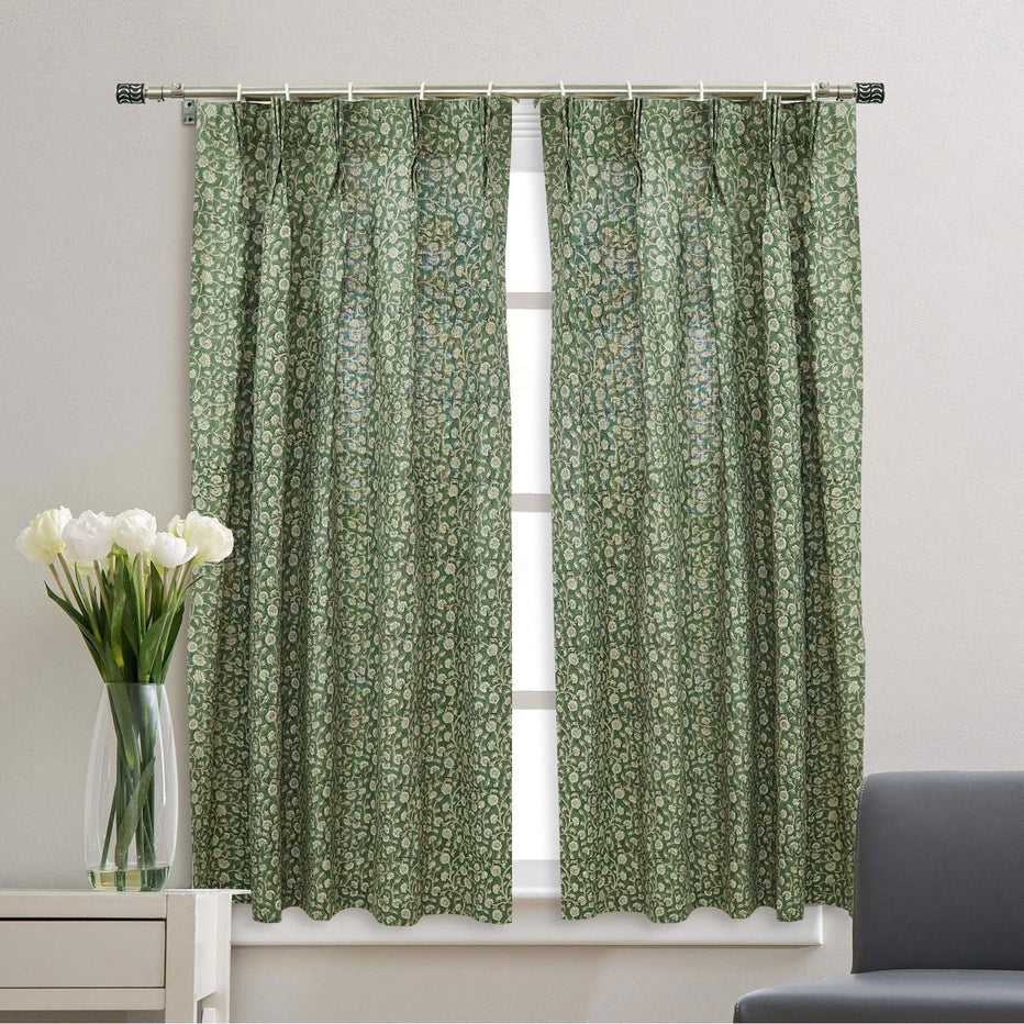 Floral Block Printed Window Curtains Valance Treatments - By Fabdivine