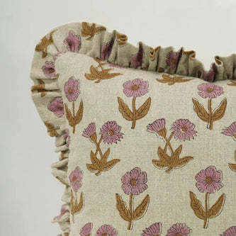 Frill & Ruffled Pillow Covers – Block Printed Throw & Cushion – Fabdivine