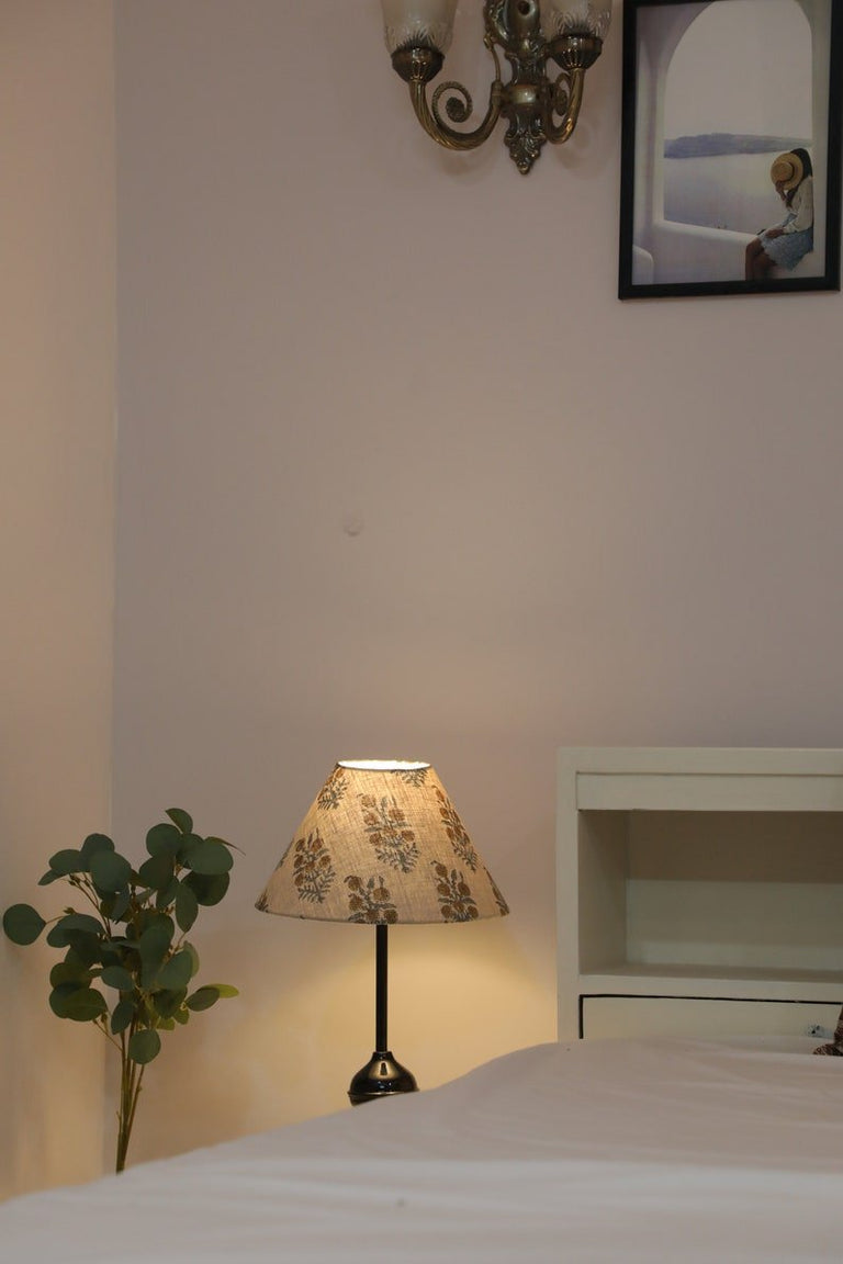 Natural Linen Block printed fabric Lamp shades | Hjara – Fabdivine