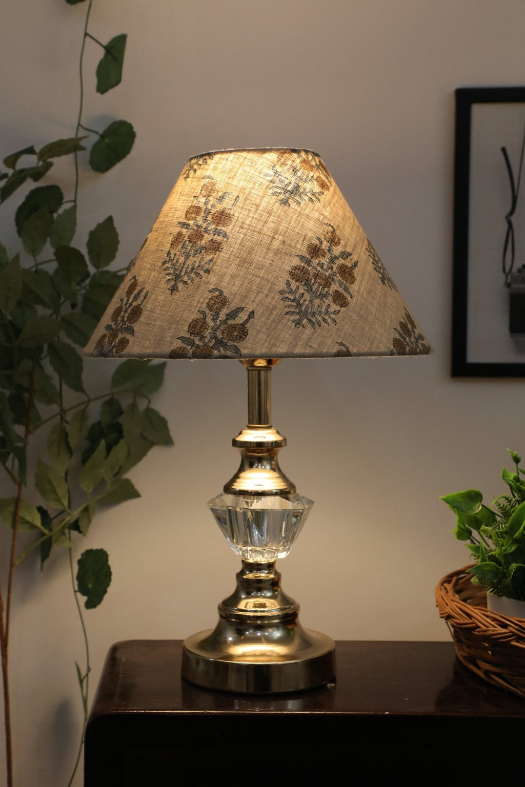 Natural Linen Block printed fabric Lamp shades | Hjara – Fabdivine