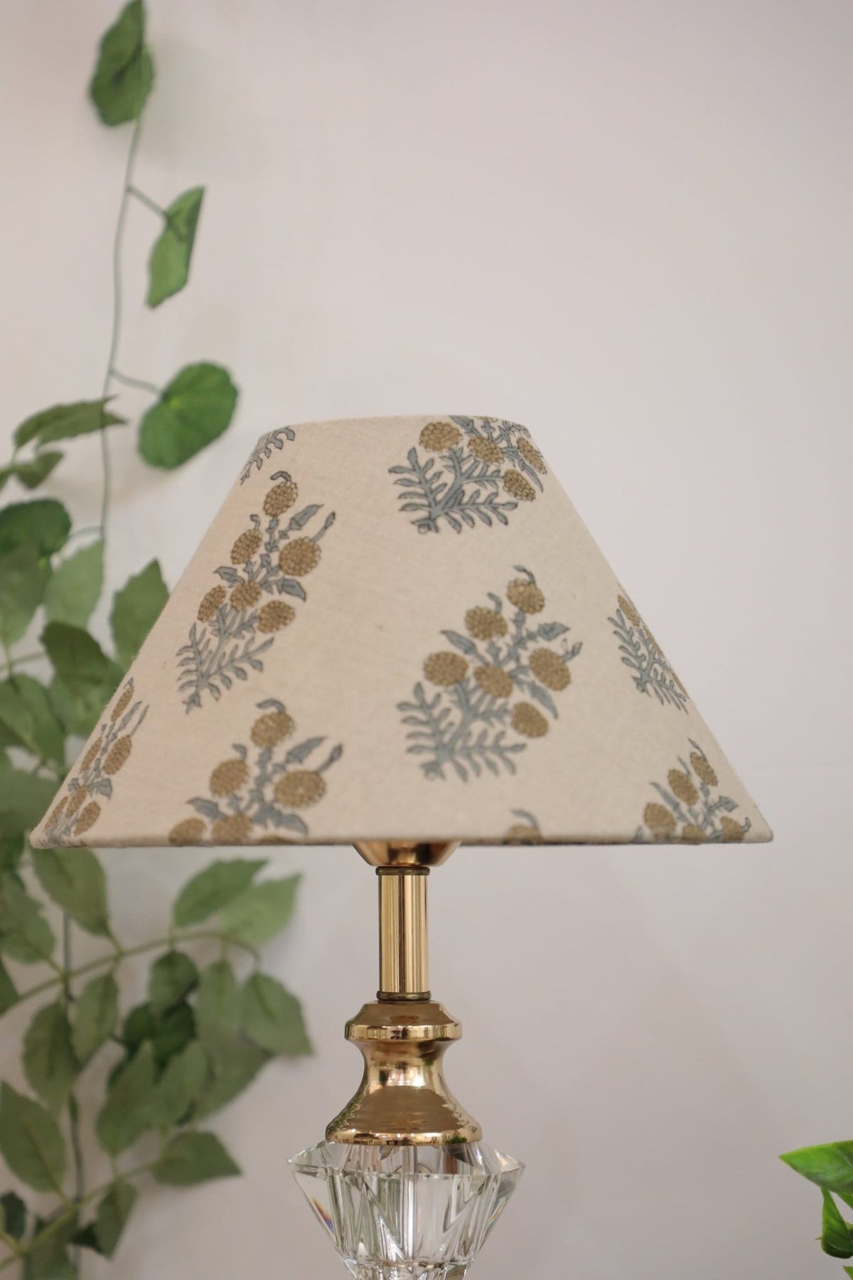 Natural Linen Block printed fabric Lamp shades | Hjara – Fabdivine