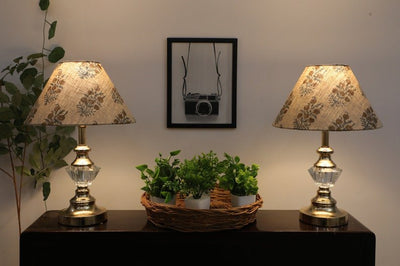 Natural Linen Block printed fabric Lamp shades | Hjara – Fabdivine