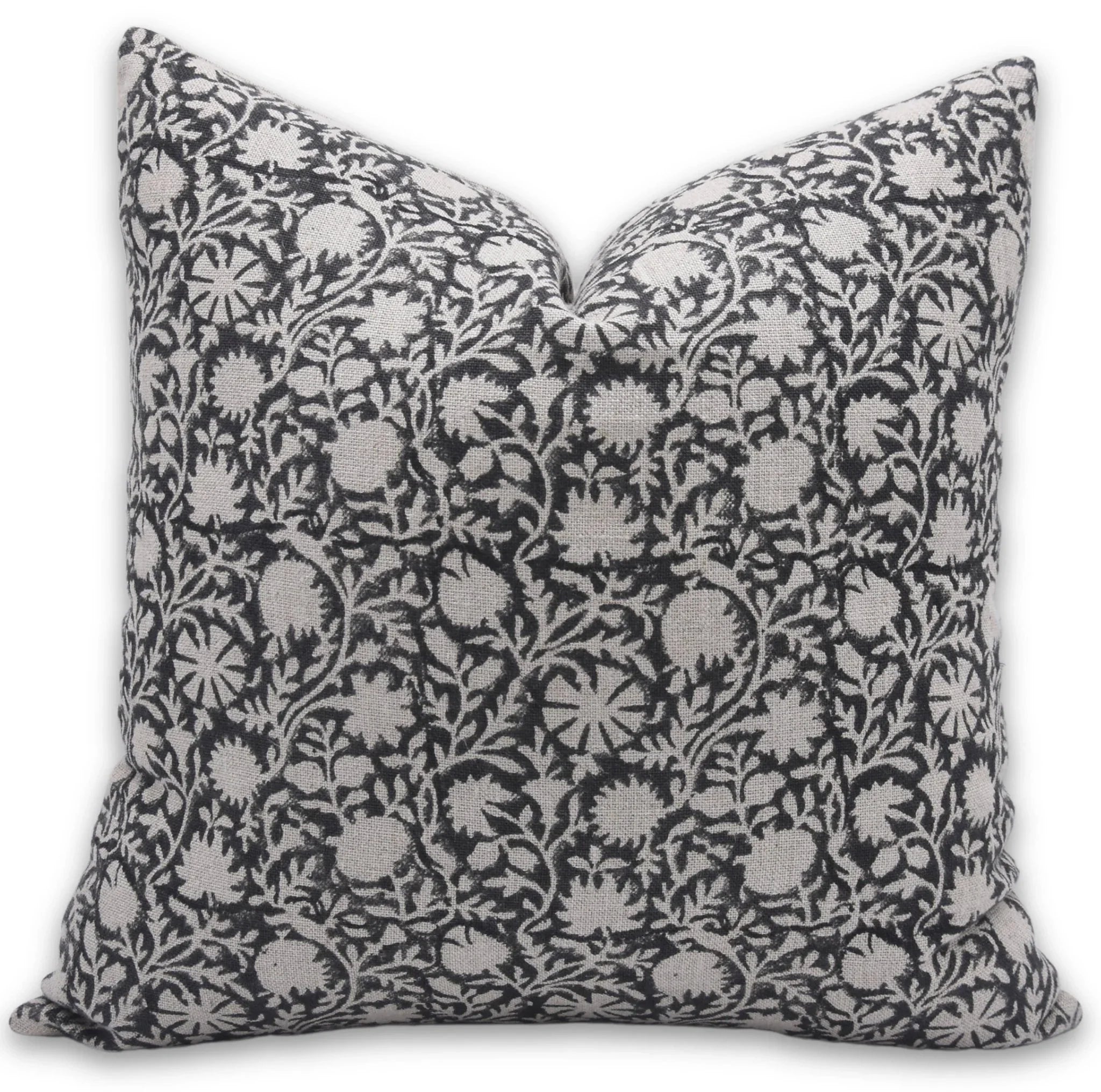 Throw Pillow Cover Hand Block Printed Thick Linen - Chakri – Fabdivine