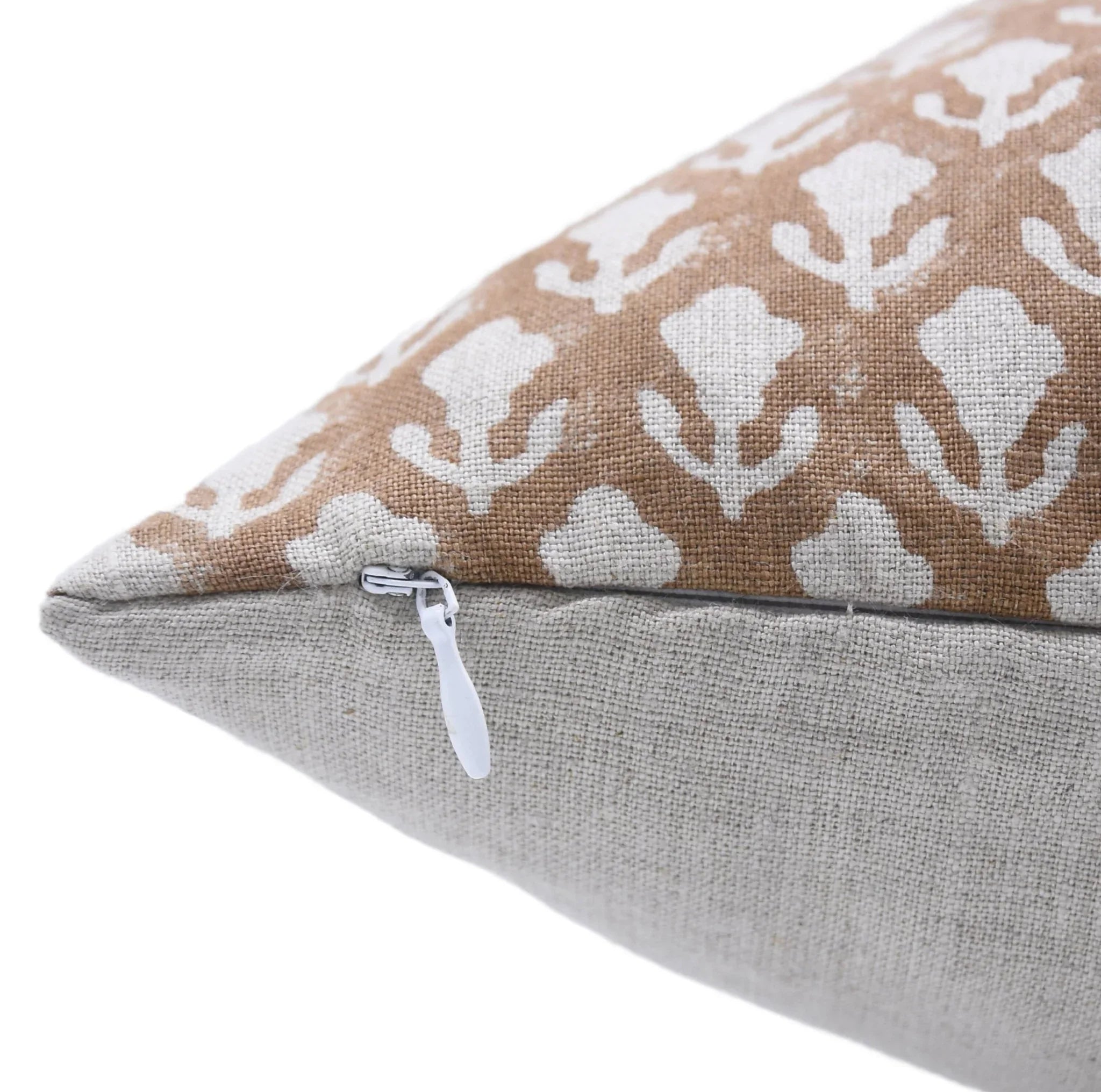 Designer Pillow Cover Hand Block Printed Pure Linen - Trishul – Fabdivine