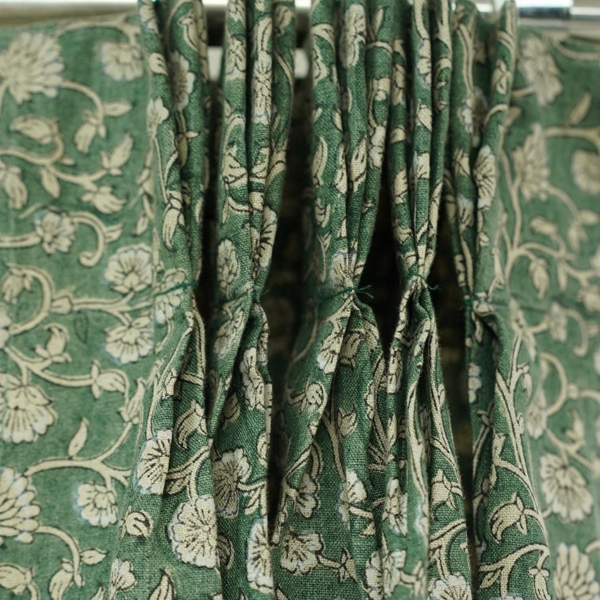 Floral Block Printed Window Curtains Valance Treatments - By Fabdivine