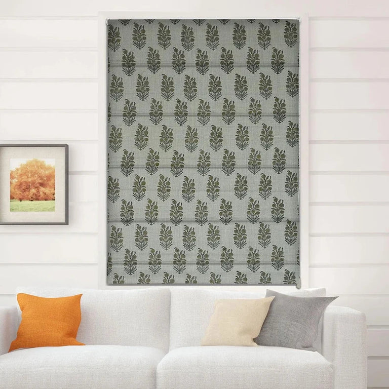 Thick Linen Block Print Roman Shade -HJARA – Fabdivine
